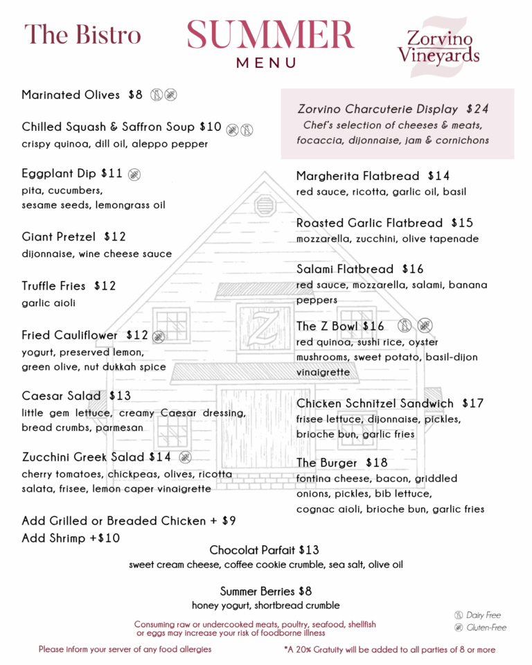 New Summer Menu | Zorvino Vineyards Seasonal Flavors